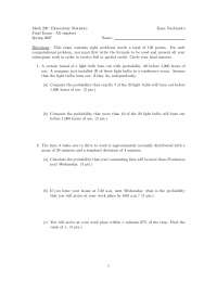 Practice Final Exam - Elementary Statistics | MATH 220 | Exams ...