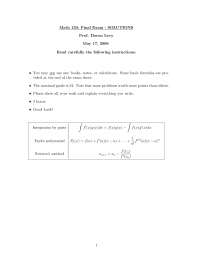 Calculus I for Life Science - Final Test Solutions | MATH 130 - Docsity