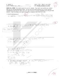 4 Solved Problems on Basic Calculus - Quiz 6 | MATH 1205 - Docsity