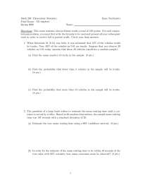 7 Problems in Final Examination - Elementary Statistics | MATH 220 ...