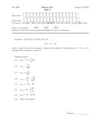 Calculate the Maximum Value of Particle in Mechanics - Quiz 5 | PHYS 218 - Docsity
