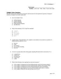 Midterm Exam 1 for Principles of Computer Science I | ITEC 120 - Docsity