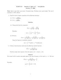 Solutions to Quiz 2 - Signals and Systems | ECEN 314 - Docsity