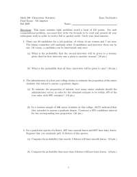 8 Problems on Elementary Statistics - Final Examination | MATH 220 ...