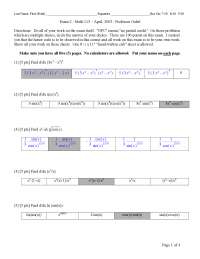 Solutions to Exam - Analytic Geometry and Calculus I | MATH 113 - Docsity