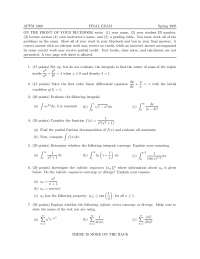 12 Questions on Calculus II for Engineers - Old Final Exam | APPM 1360 ...