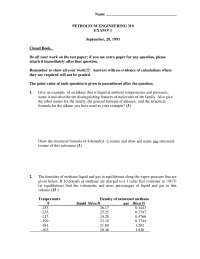 Practice Exam 1 - Petroleum Engineering - Fall 1993 | PETE 311 - Docsity