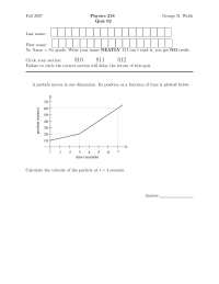 Calculate the Velocity of Particle in Mechanics - Quiz 2 | PHYS 218 - Docsity