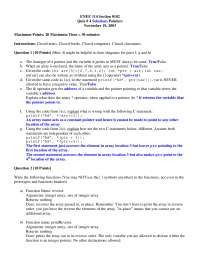 Quiz 4 Solutions for Programming Concepts for Engineer | ENEE 114 - Docsity