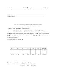 Final Examination on Engineering Mathematics I - Spring 2008 | MATH 151 ...
