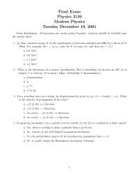 25 Questions for Final Exam - General Physics 3 | PHYS 2130 | Exams ...