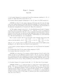 Abstract Algebra I - Past Exam 1 with Solutions | MATH 600 - Docsity