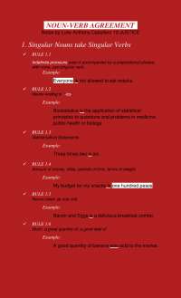 Noun Verb Agreements - Docsity