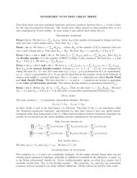 Symmetric Function Cheat Sheet - Docsity