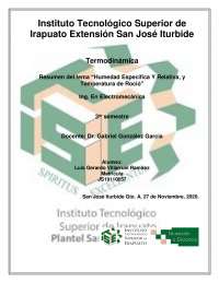 Resumen Humedad Específica Y Relativa, y Temperatura de Roció - Docsity