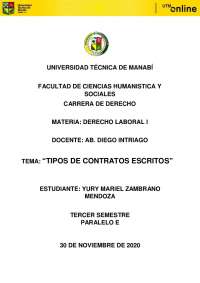TIPOS DE CONTRATOS ESCRITOS - Docsity