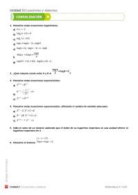 Ejercicios ecuaciones logarítmicas y exponenciales 4 eso | Ejercicios de Matemáticas | Docsity