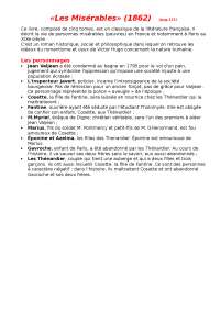 Les Misérables, Le portrait de Fantine - Docsity