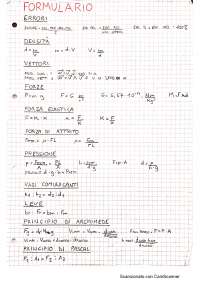 Formulario Fisica 1^-2^-3^ Liceo | Formulari di Fisica - Docsity
