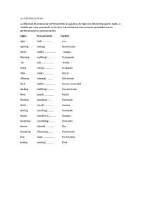 Terminación ing en ingles vocabulario con su pronunciaciones - Docsity