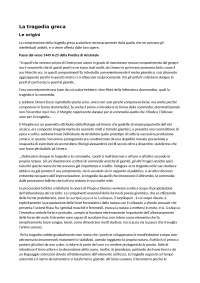 La nascita e la storia della tragedia greca, Eschilo, Sofocle - Docsity
