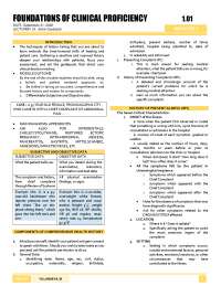 Foundations of Clinical Proficiency - Docsity