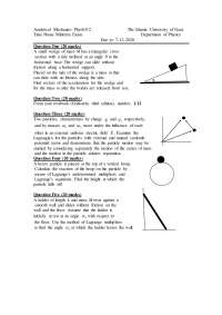 Mid exam in analytical physics - Docsity