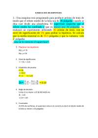 TRABAJO DE EJERCIOS DE HIPOTESIS - Docsity