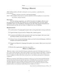 Memoir Writing Rubric - Docsity