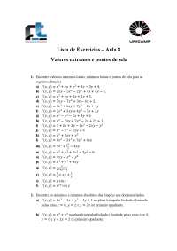 Resolva os problemas de Valores extremos e pontos de sela - Docsity