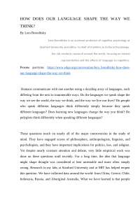 HOW DOES OUR LANGUAGE SHAPE THE WAY WE THINK? - Docsity