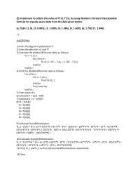 Newtons forward interpolation - Docsity