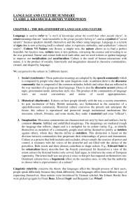 Riassunto Language and Culture - Claire J. Kramsch & Henry Widdowson ...