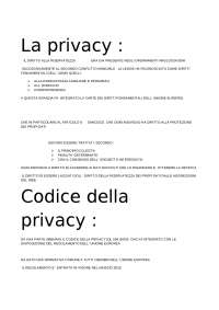 DIRITTO ALLA PRIVACY - Docsity