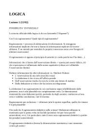 Logica filosofica lezione 1 - Docsity