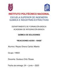 Reacciones; acido - base - Docsity