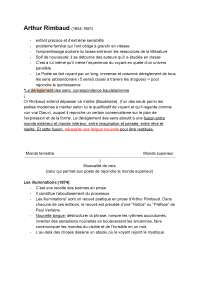 Arthur Rimbaud - la vie, la poètique, les oeuvres - Docsity