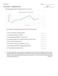 Kinematics horizontal motions - Docsity