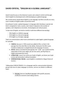 David Crystal "English as a Global Language" - Docsity