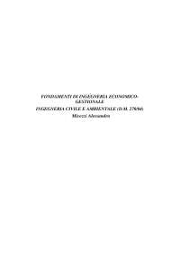 Paniere FONDAMENTI DI INGEGNERIA ECONOMICO-GESTIONALE prof.ssa Micozzi ...