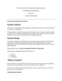 Systems Analysis and Design(SAD) | Lecture notes Information Systems ...