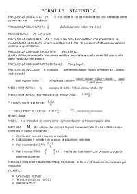 FORMULE STATISTICA DESCRITTIVA (BASE) - Docsity