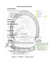 Vitamin A biochemistry | Lecture notes Medical Biochemistry | Docsity