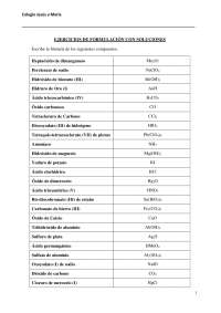 Ejercicios formulación inorgánica - Docsity