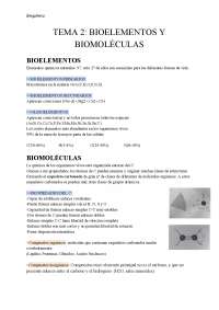 Tema 2: Bioelementos y Biomoléculas - Docsity