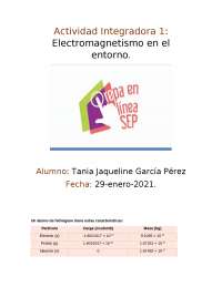 Actividad integradora 1. Electromagnetismo en el entorno - Docsity