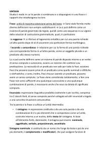 Sintassi - Lingua e Linguistica Italiana - Docsity