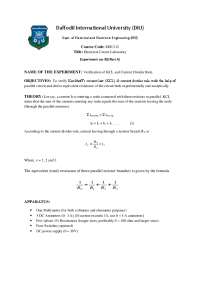 KCL lab sheet experiment - Docsity