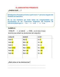 Formación del subjuntivo presente - Docsity