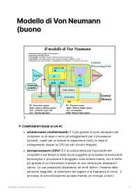 Appunti Informatica sul modello di Von Neumann | Appunti di Elementi di Informatica | Docsity